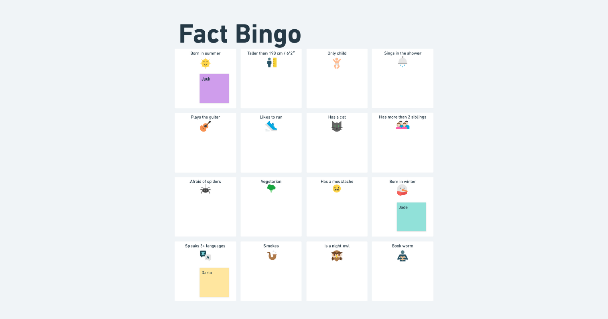 Icebreaker: Fact Bingo Template